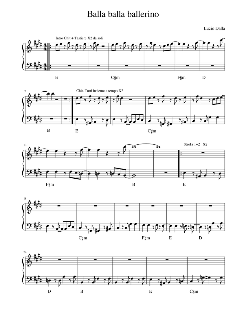 Balla balla ballerino Sheet music for Piano (Solo) Easy | Musescore.com