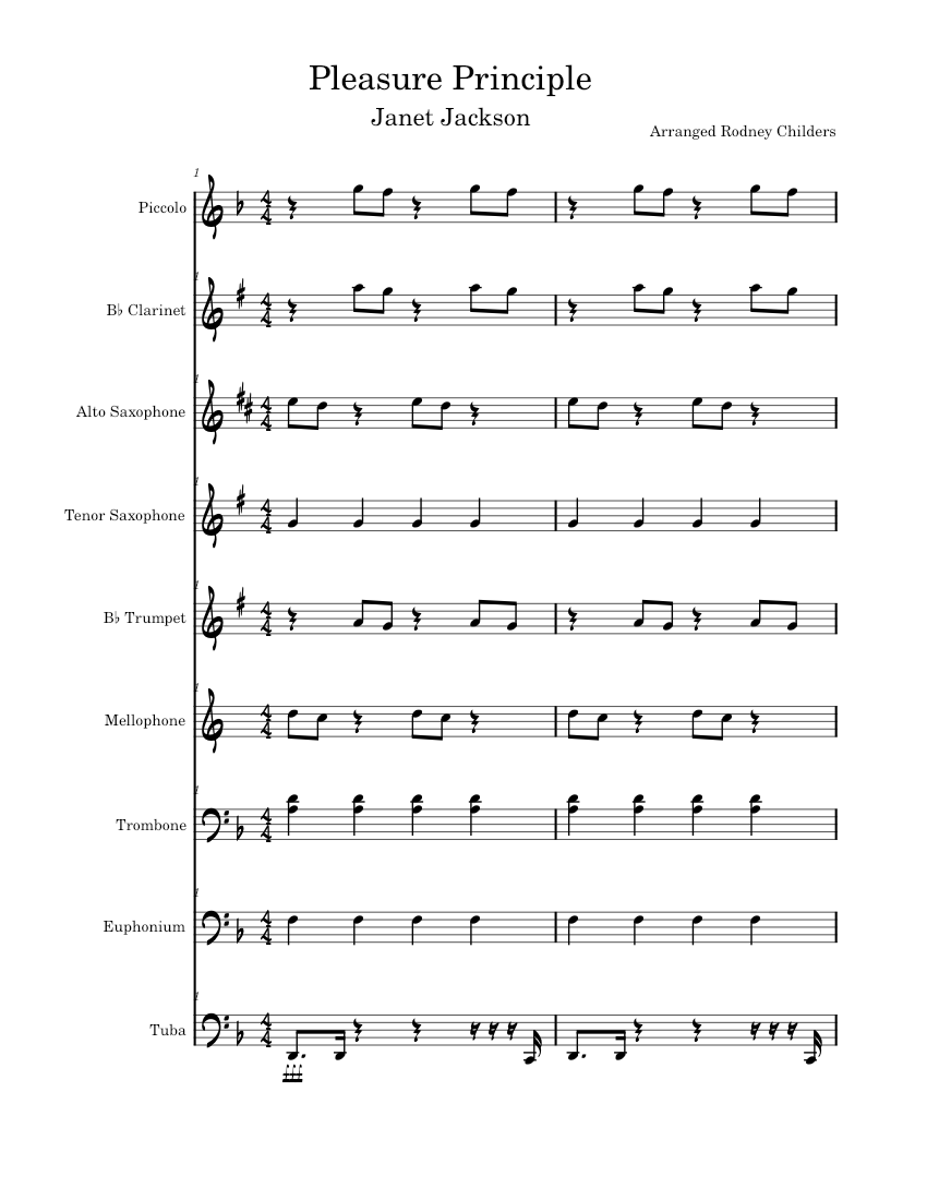 Pleasure Principle – Janet Jackson Sheet music for Trombone, Euphonium ...