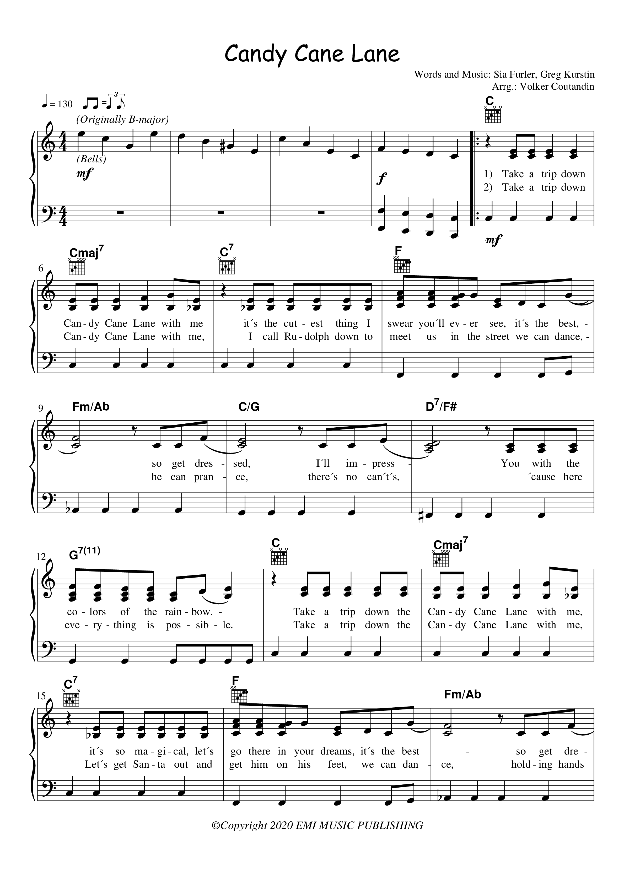 Play Official version of Candy cane lane sheet music by Sia for Piano ...