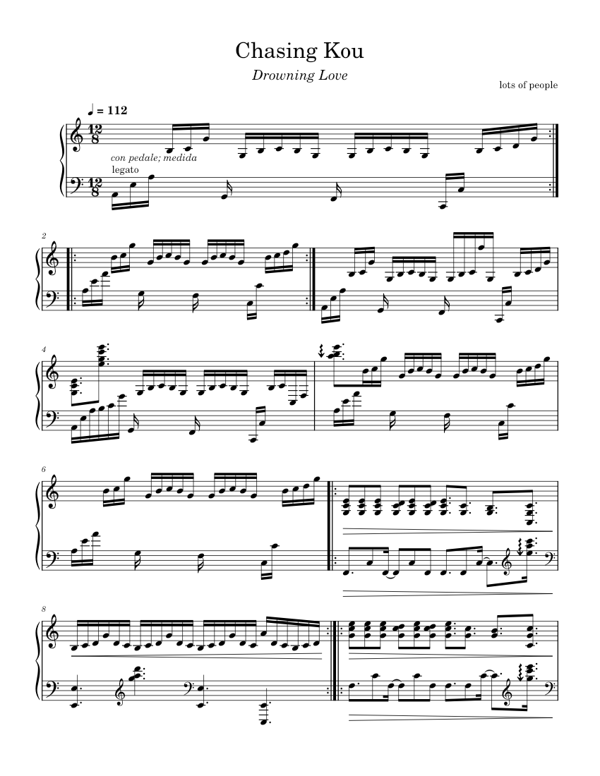 drowning love piano Sheet Music for Piano (Solo) | MuseScore.com