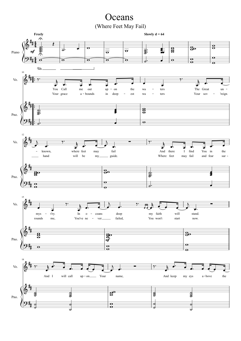 Hillsong United Oceans Sheet Music