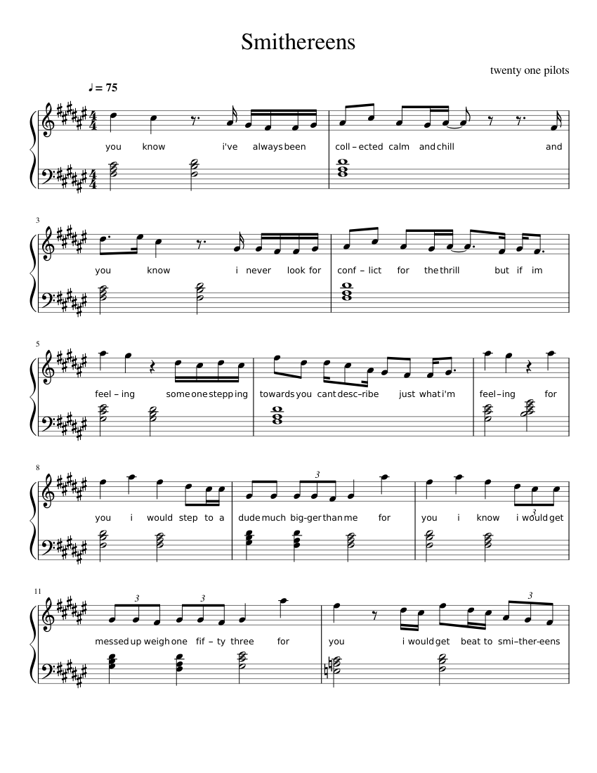Smithereens Sheet music for Piano (Solo) | Musescore.com
