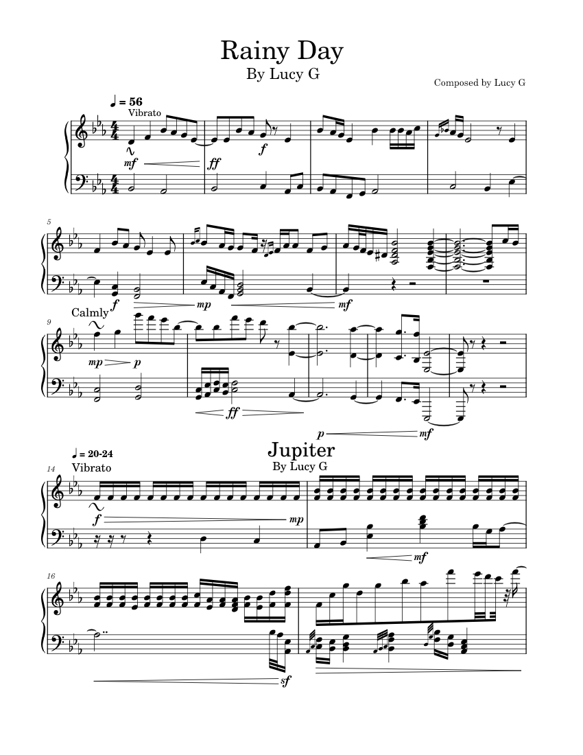 Rainy Day/Jupiter - Lucy G Sheet music for Piano (Solo) | Musescore.com