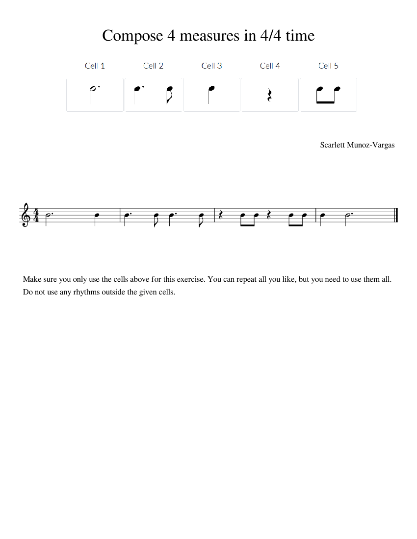 Compose_4_measures_in_4_4 Sheet music for Piano (Solo) Easy | Musescore.com