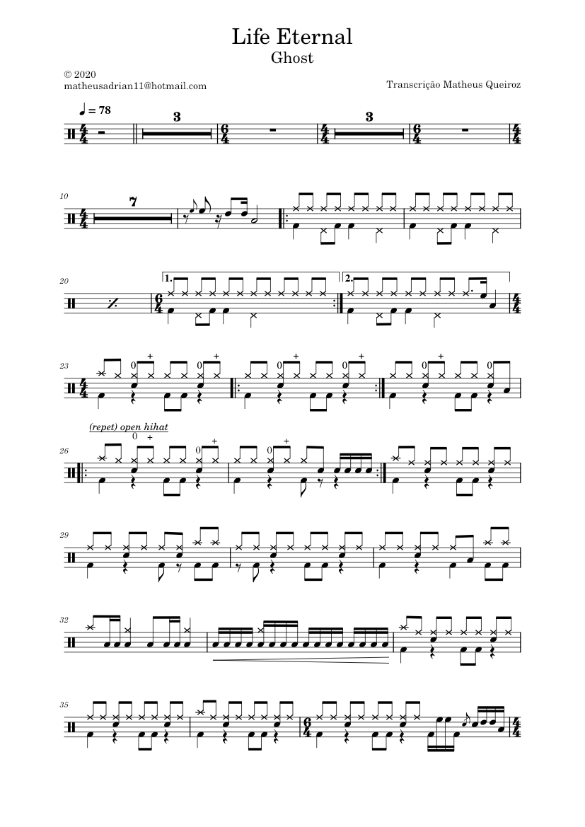Life eternal – Ghost Sheet music for Drum group (Percussion Ensemble ...
