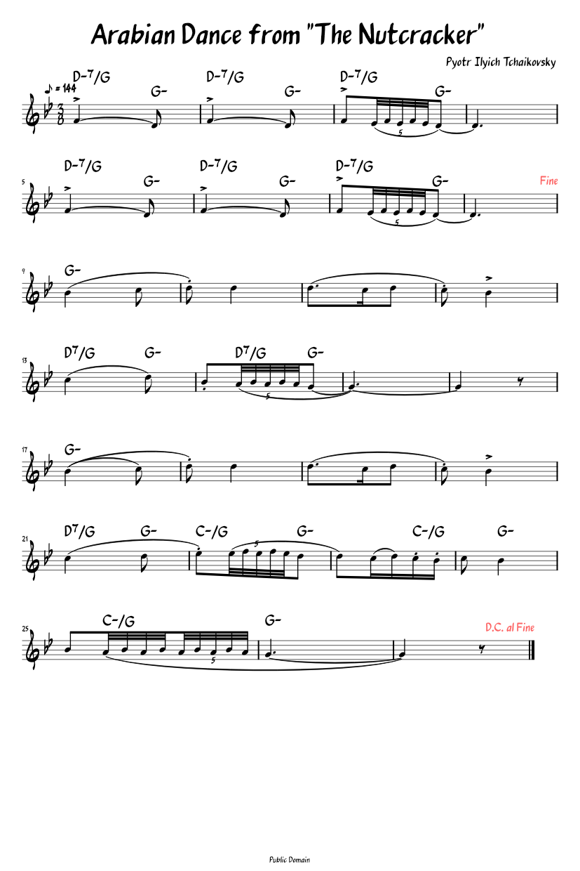 Arabian Dance from "The Nutcracker" (Lead sheet ) Sheet Music for Piano ...