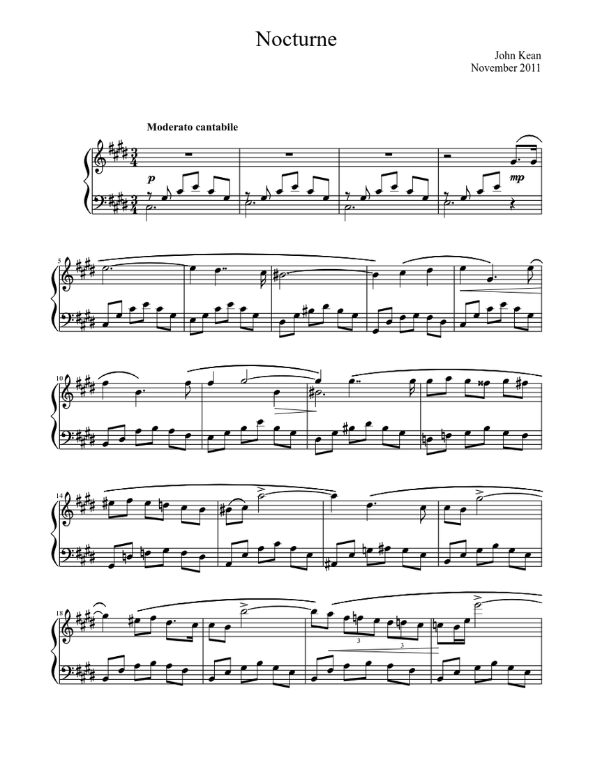 Nocturne Sheet music for Piano (Solo) | Musescore.com