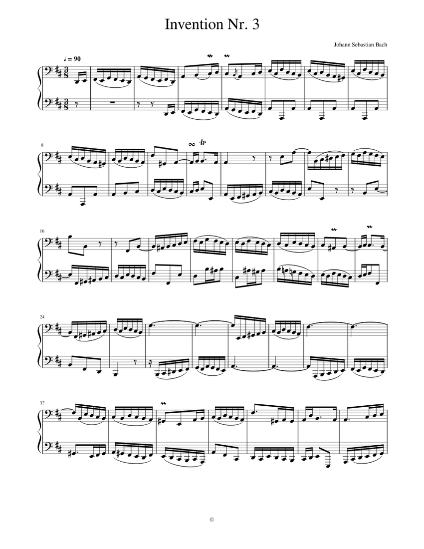 Bach Invention 3 TubaDuett Sheet music for Drum group (Brass Duet ...