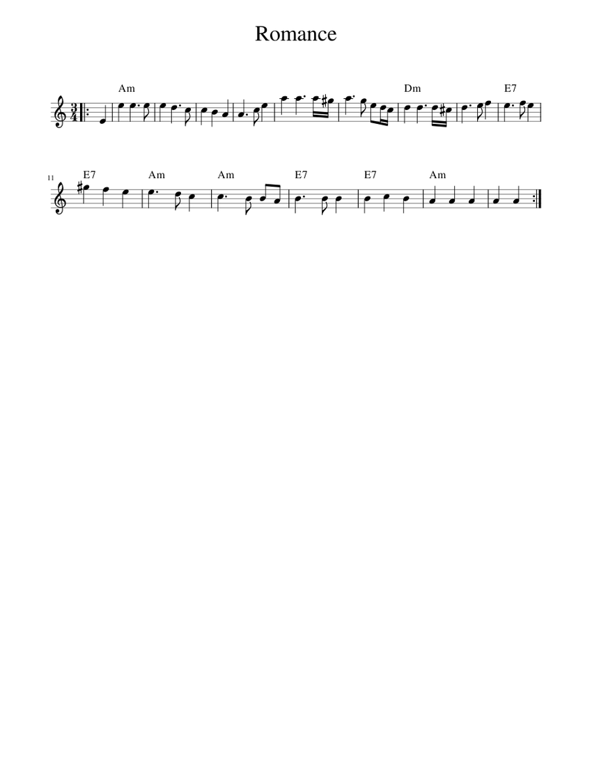 Romance Sheet music for Piano (Solo) Easy | Musescore.com