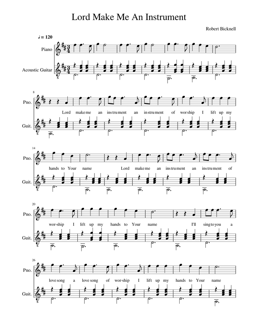 Lord Make Me An Instrument Sheet music for Piano, Guitar (Mixed Duet ...