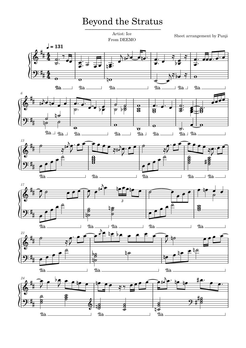 [DEEMO] Beyond the Stratus - Ice Sheet music for Piano (Solo ...