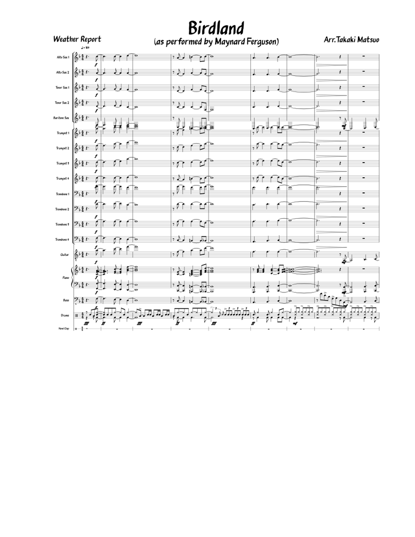 Birdland Sheet music for Piano, Trombone, Guitar, Bass guitar & more ...