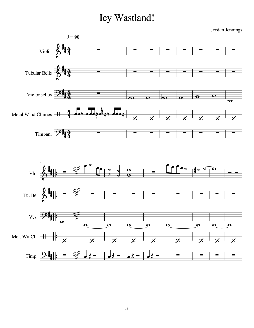 Icy Wastland! Sheet Music for Timpani, Violin, Strings group, Tubular ...