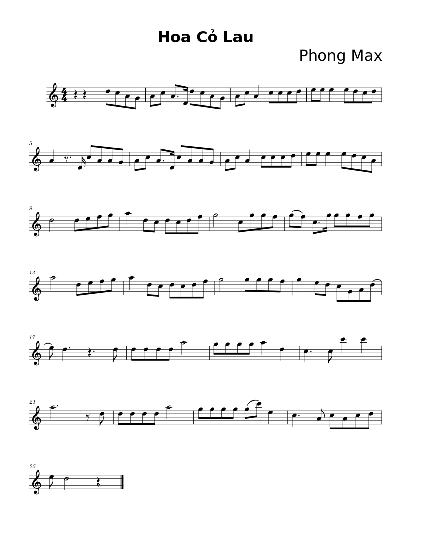 Hoa Cỏ Lau - Phong Max Sheet Music for Piano (Solo) Easy | MuseScore.com