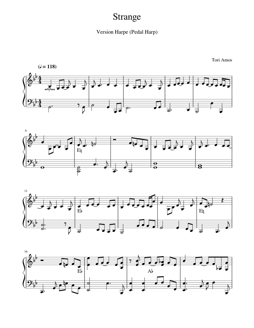 Strange – Tori Amos - Pedal Harp Sheet music for Harp (Solo ...