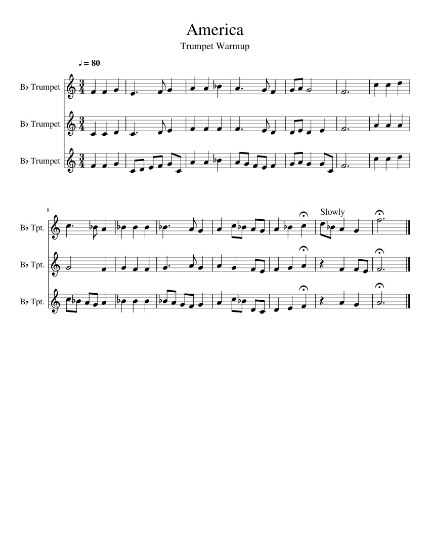 America Sheet music for Trumpet (In B Flat) (Mixed Trio) | Download and ...