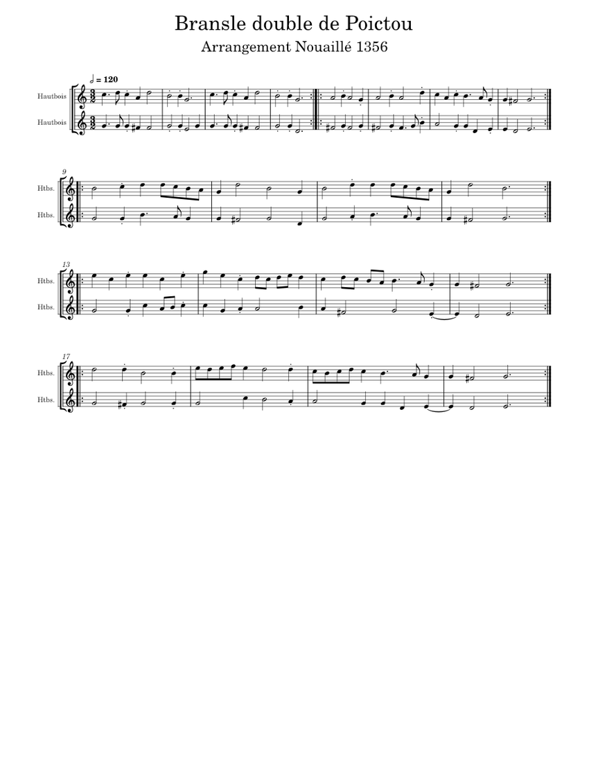 Branle de Poitou – Orchesographie Branle double de Poitou – branle ...