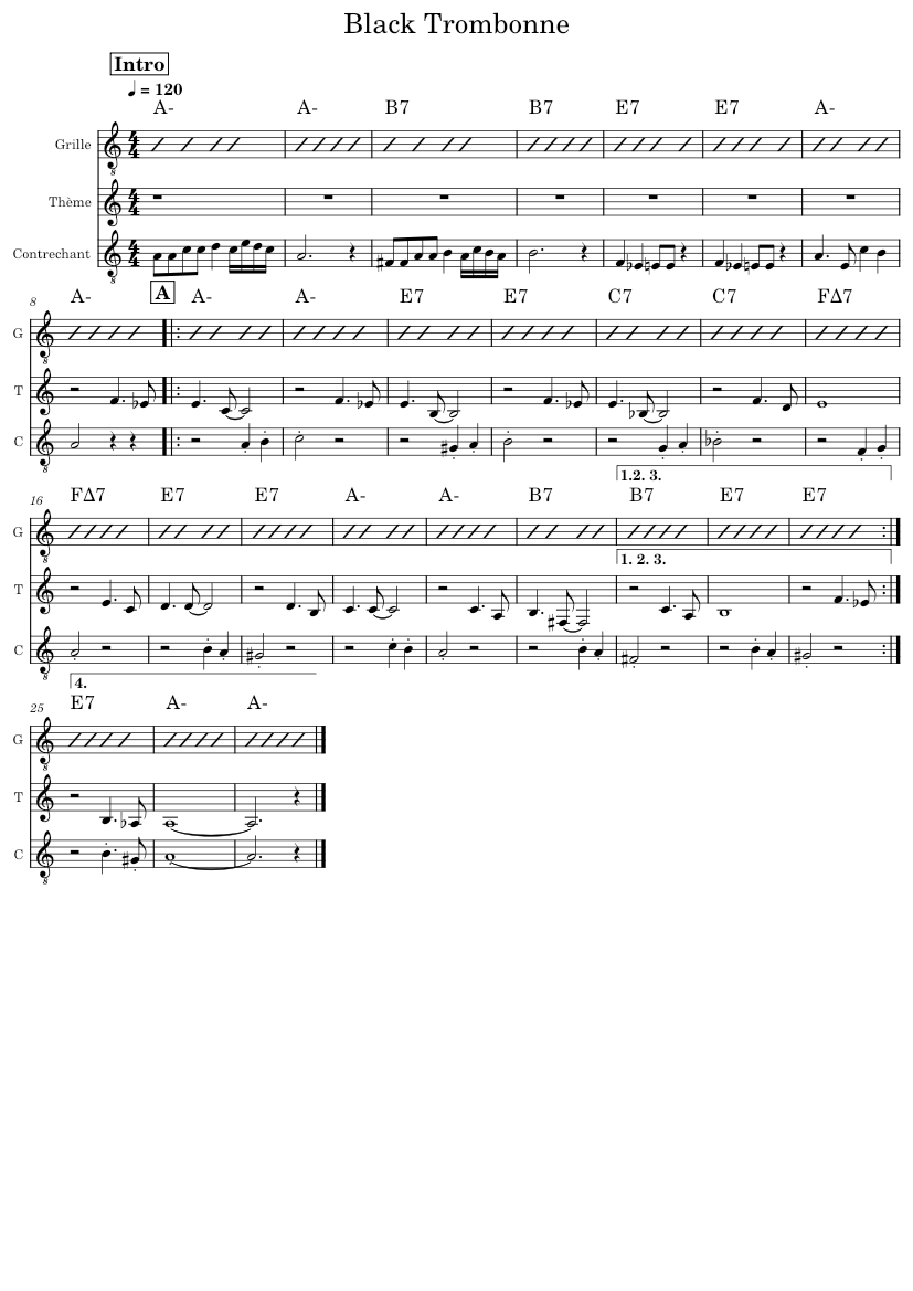 Black trombone – Serge Gainsbourg (A-) [PJS] Sheet music for Trombone ...