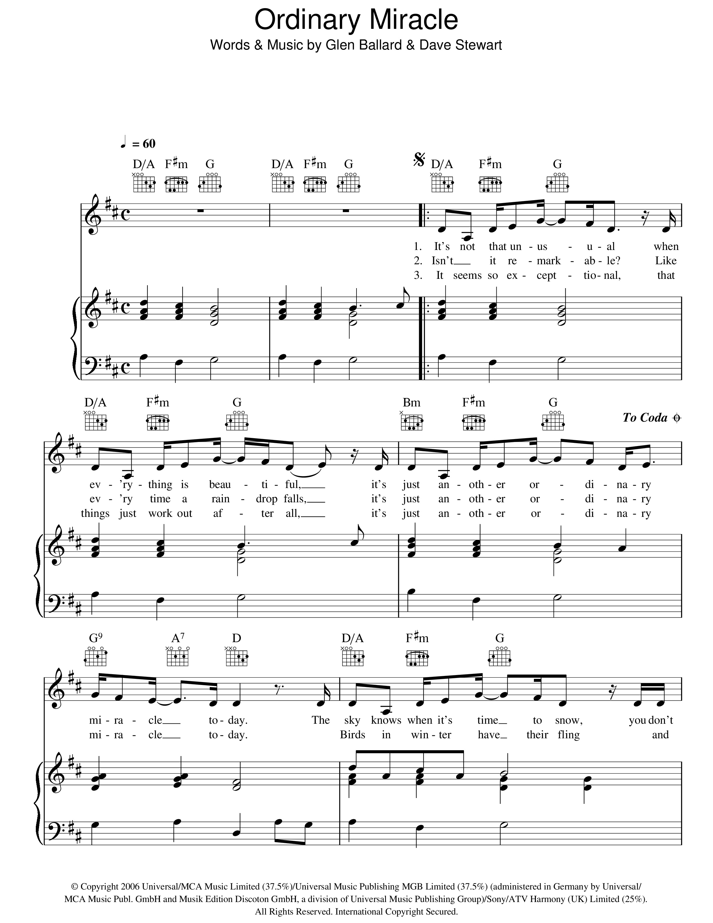 Play Official version of Ordinary miracle Sheet Music by Sarah ...