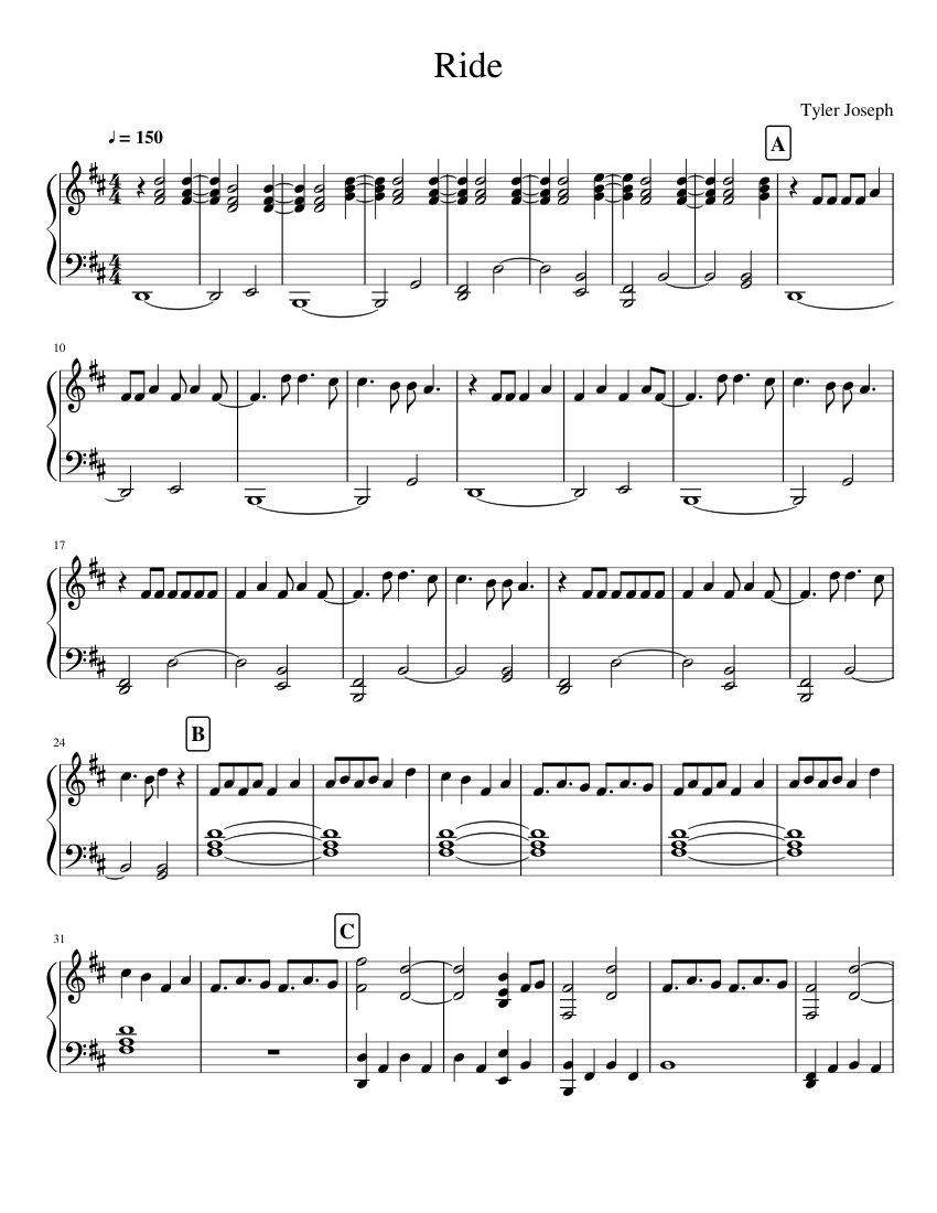Ride-short version Sheet music for Piano (Solo) Easy | Musescore.com