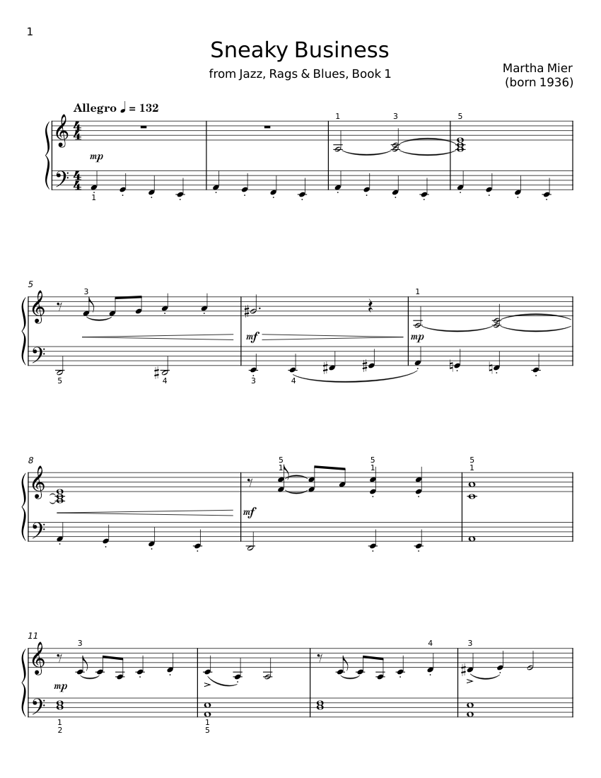 Sneaky Business - Martha Mier Sheet music for Piano (Solo) Easy ...