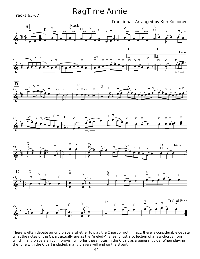 Ragtime Annie - Misc Traditional Sheet music for Violin (Solo ...
