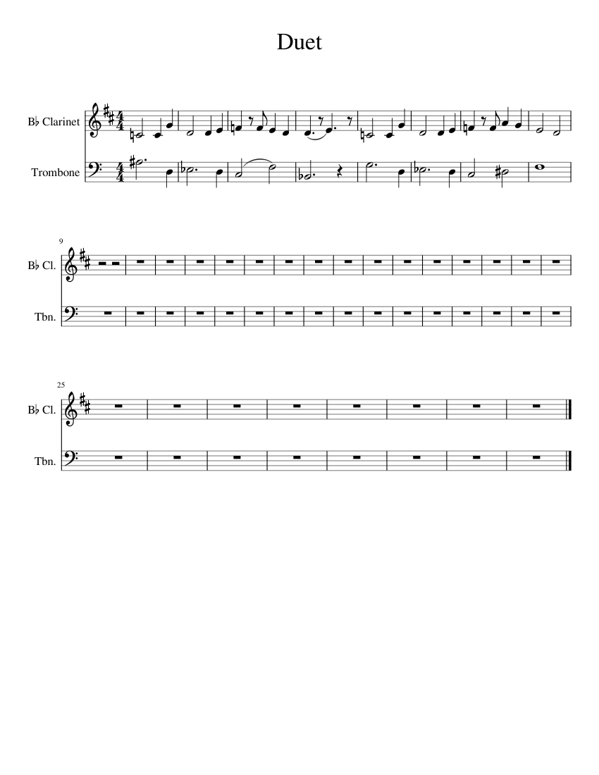 Duet 7 Sheet music for Trombone, Clarinet in b-flat (Mixed Duet ...