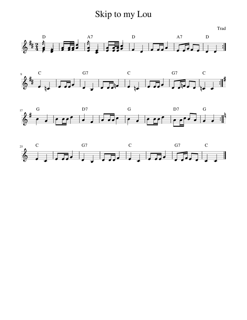 Skip to my Lou Sheet music for Piano (Solo) Easy | Musescore.com