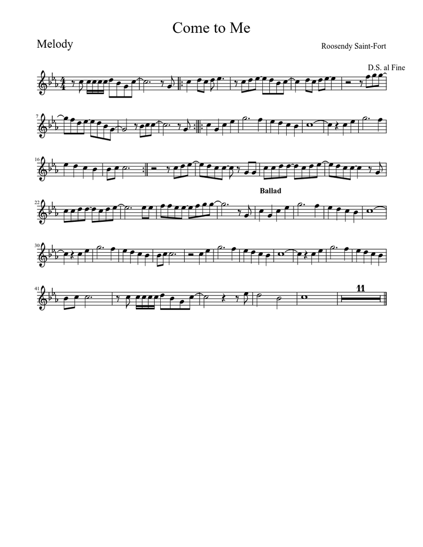 Come to me - Melody Sheet music for Vocals (Solo) | Musescore.com