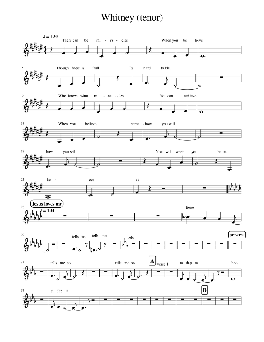 Whitney (tenor) Sheet music for Piano (Solo) | Musescore.com