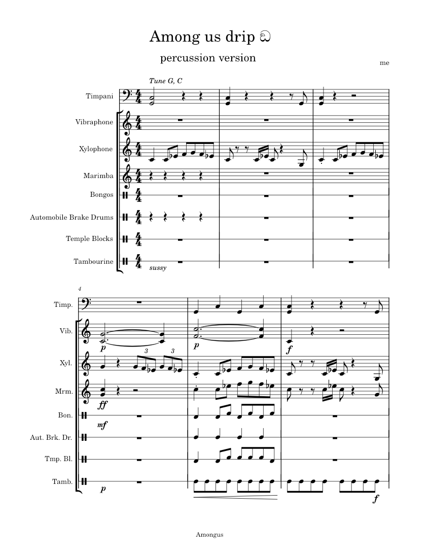 Among us – Daves Jones Among us drip Sheet music for Tambourine ...