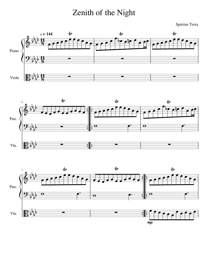 Zenith of the Night Sheet music for Piano, Viola (Solo) | Musescore.com