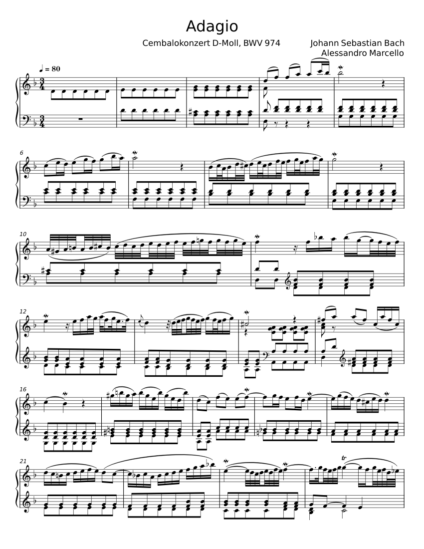 Adagio - Johann Sebastian Bach Sheet music for Piano (Solo) | Musescore.com