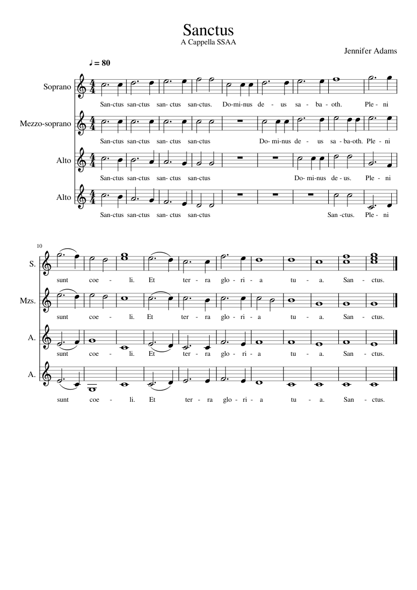 Sanctus (SSAA) Sheet music for Soprano, Alto, Mezzo soprano (Choral ...