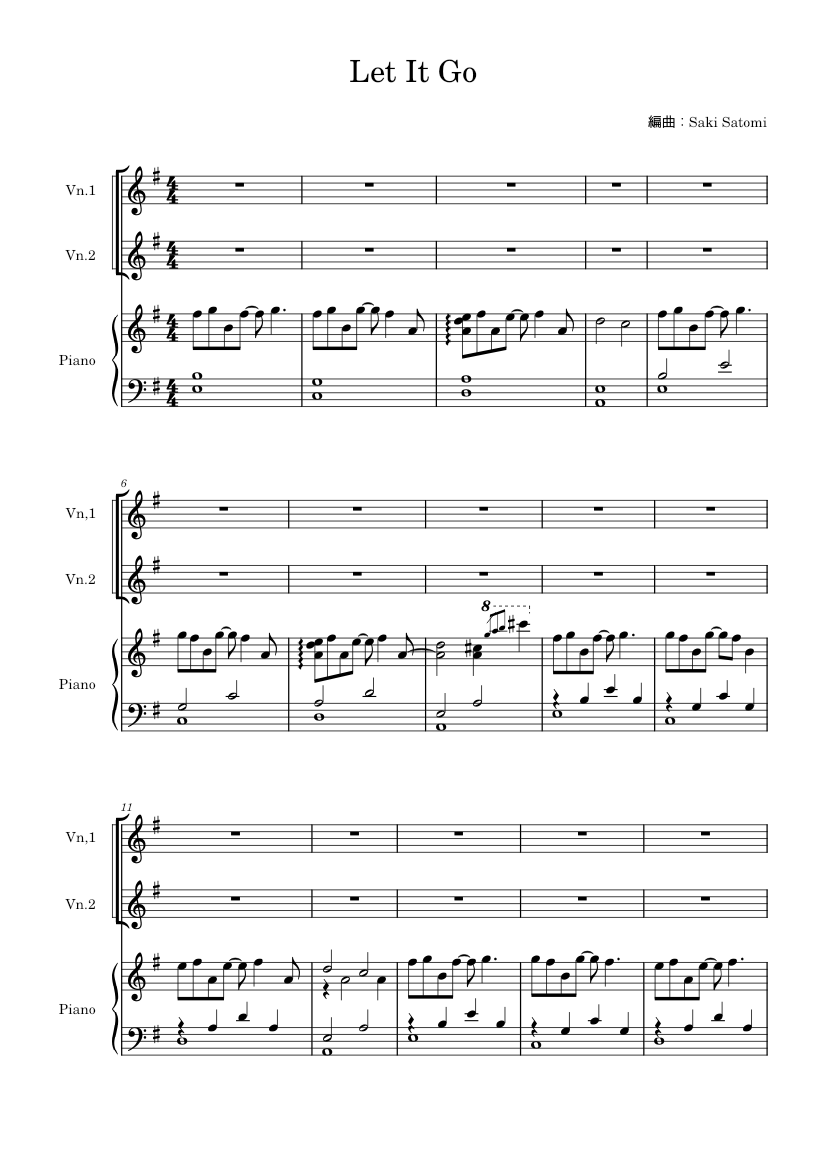 Let It Go Sheet music for Piano, Violin (Piano Trio) | Musescore.com