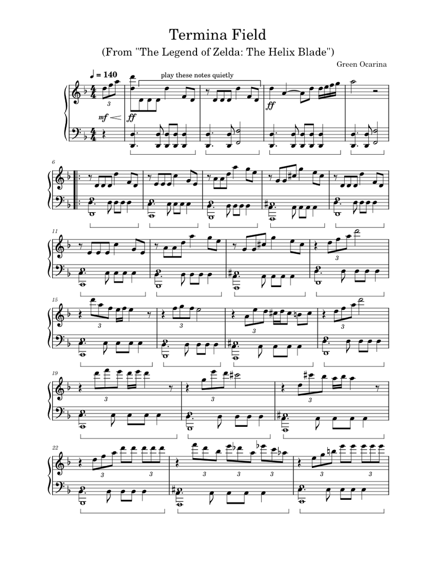 Termina Field (From "The Legend of Zelda: The Helix Blade") Sheet music ...