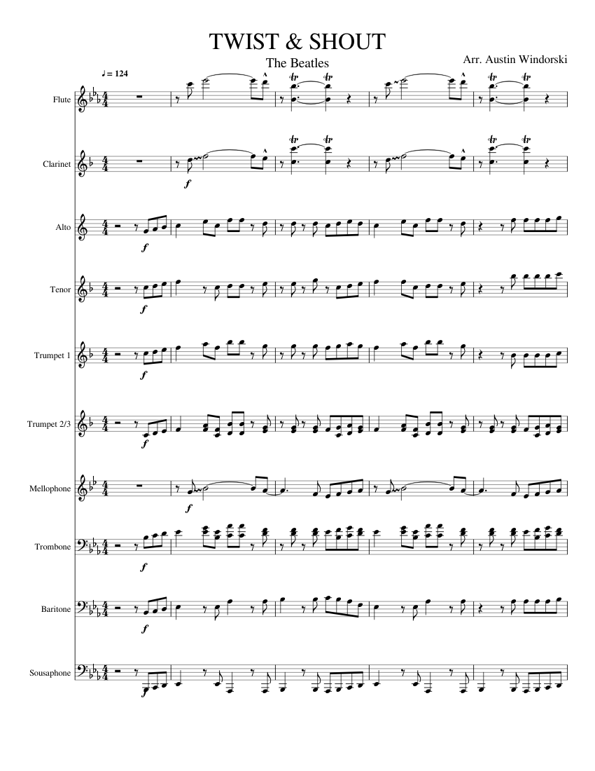 Twist & Shout Sheet Music for Trombone, Euphonium, Tuba, Flute & more ...