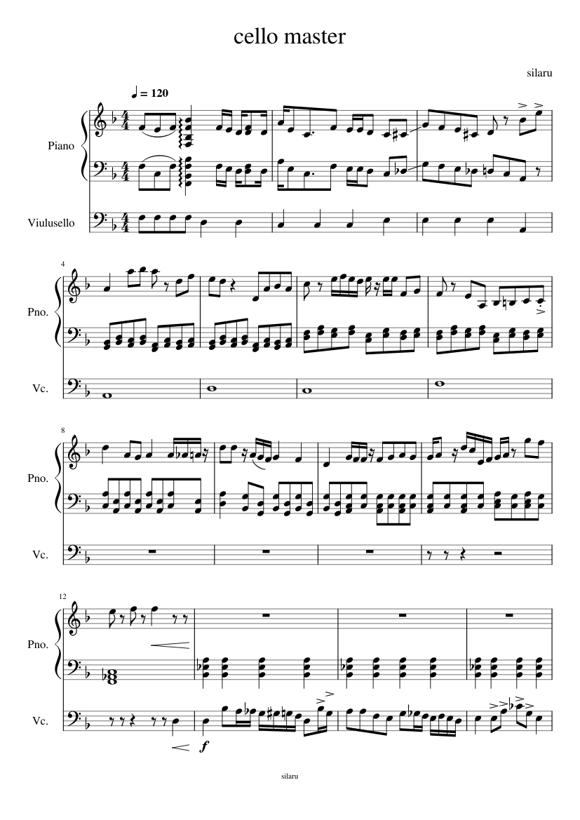 cello master Sheet music for Piano, Cello (Mixed Duet) | Musescore.com