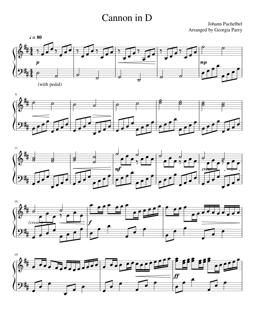 Cannon in D Sheet music for Piano (Solo) | Musescore.com