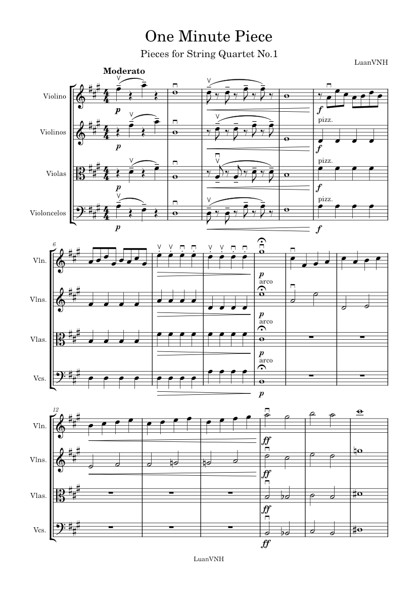 One Minute Song - LuanVNH Sheet Music for Violin, Strings group (String ...