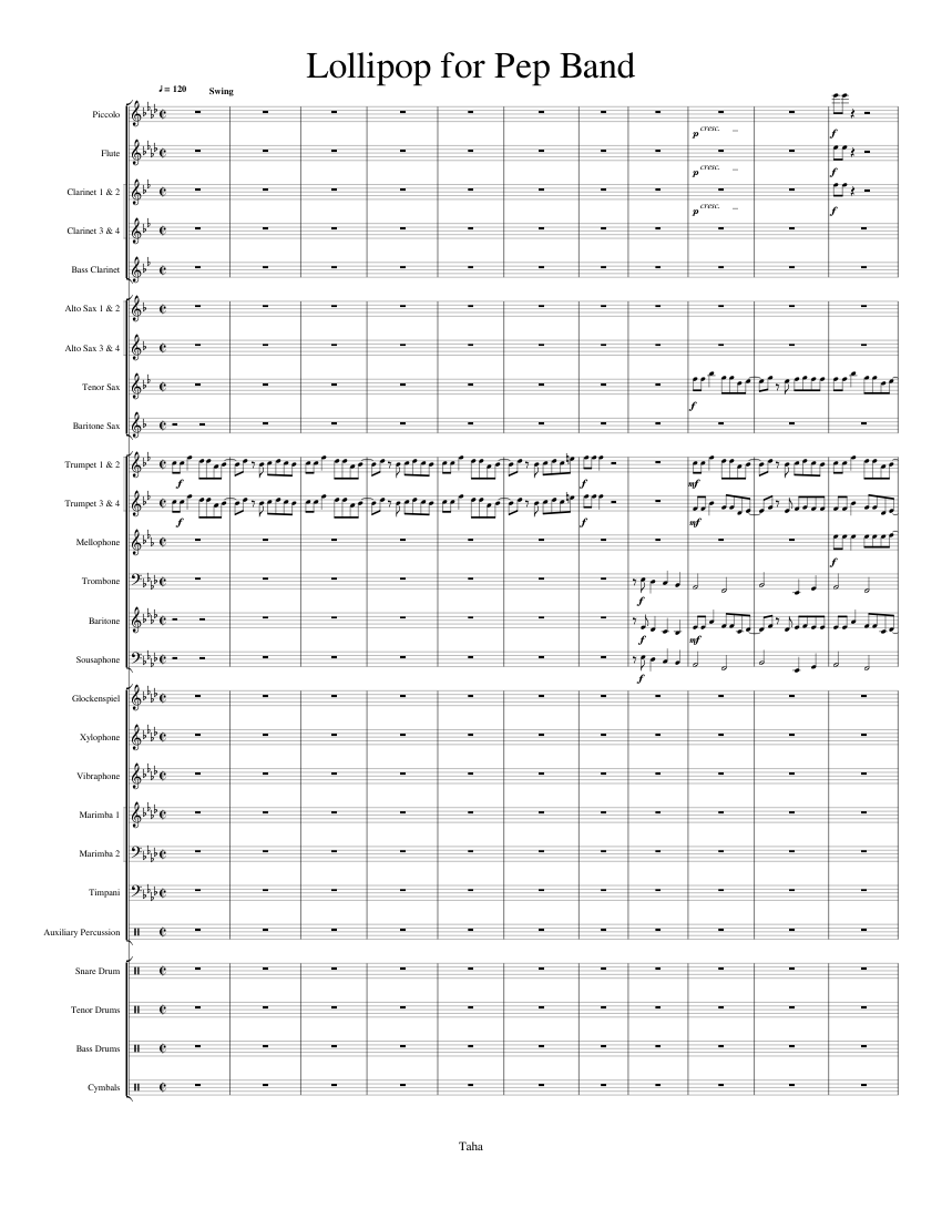 Lollipop for Pep Band Sheet music for Trombone, Tuba, Flute piccolo ...
