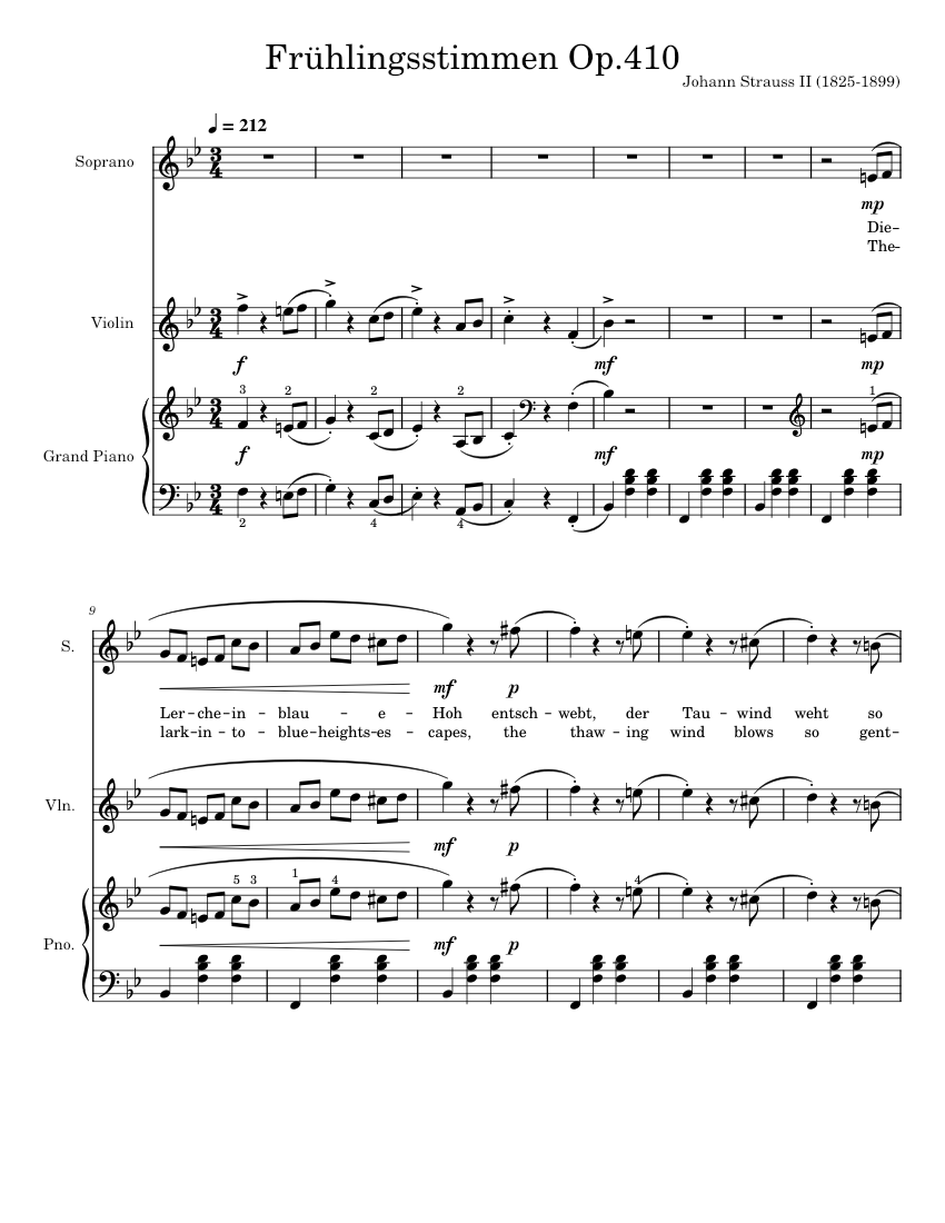 Frühlingsstimmen, Op.410 – Johann Strauss Jr. . Sheet music for Piano ...