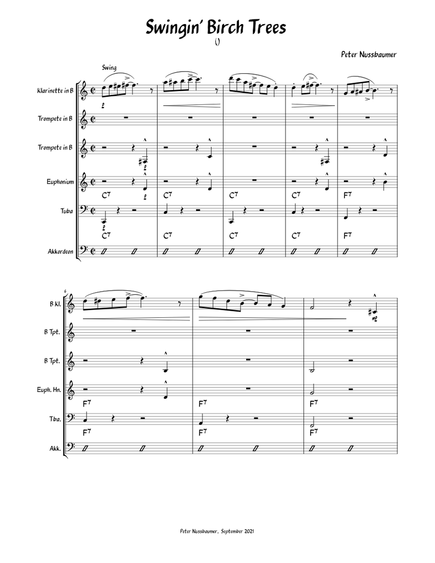 Swingin' Birch Trees - Peter Nussbaumer Sheet music for Euphonium, Tuba ...