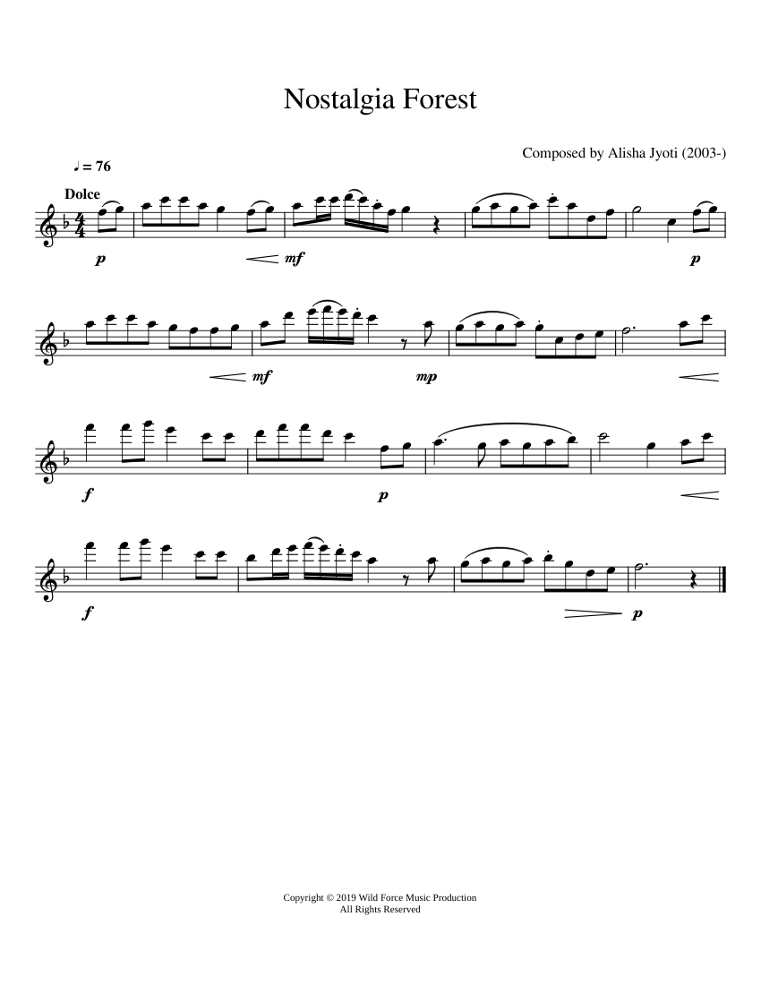 Nostalgia Forest Sheet music for Flute (Solo) | Musescore.com