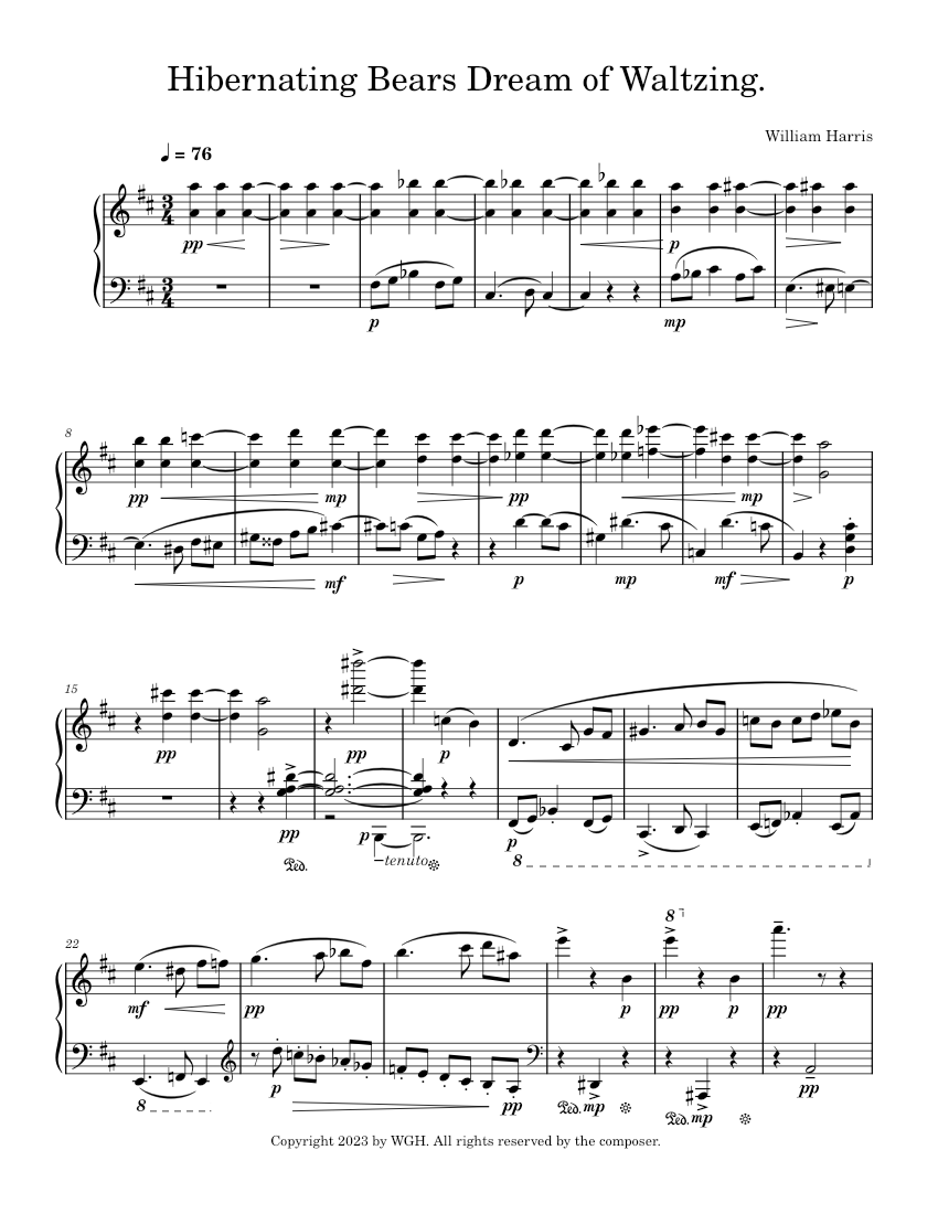 Hibernating Bears Dream of Waltzing Sheet music for Piano (Solo ...