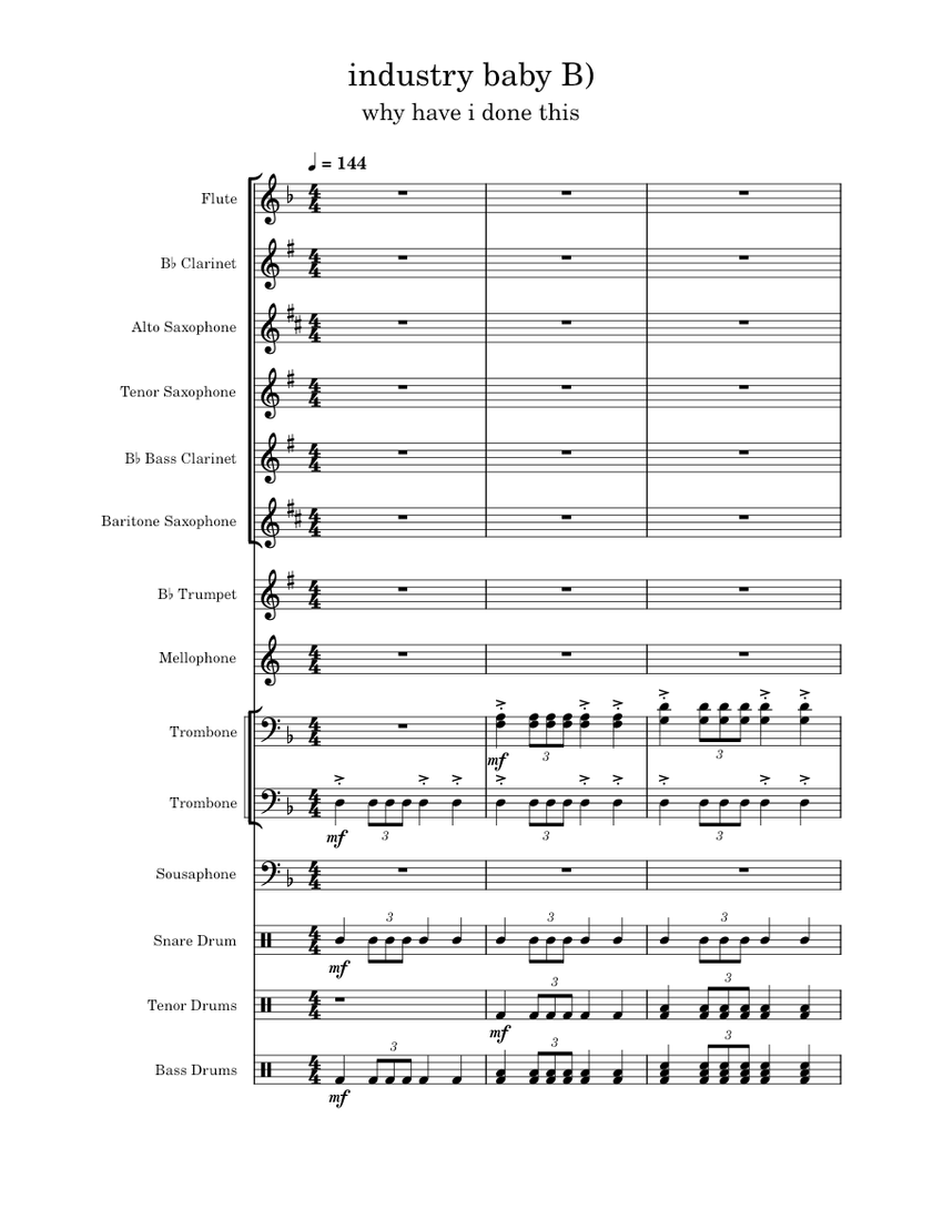 Industry Baby – Lil Nas X industry_baby_B) Sheet music for Trombone ...