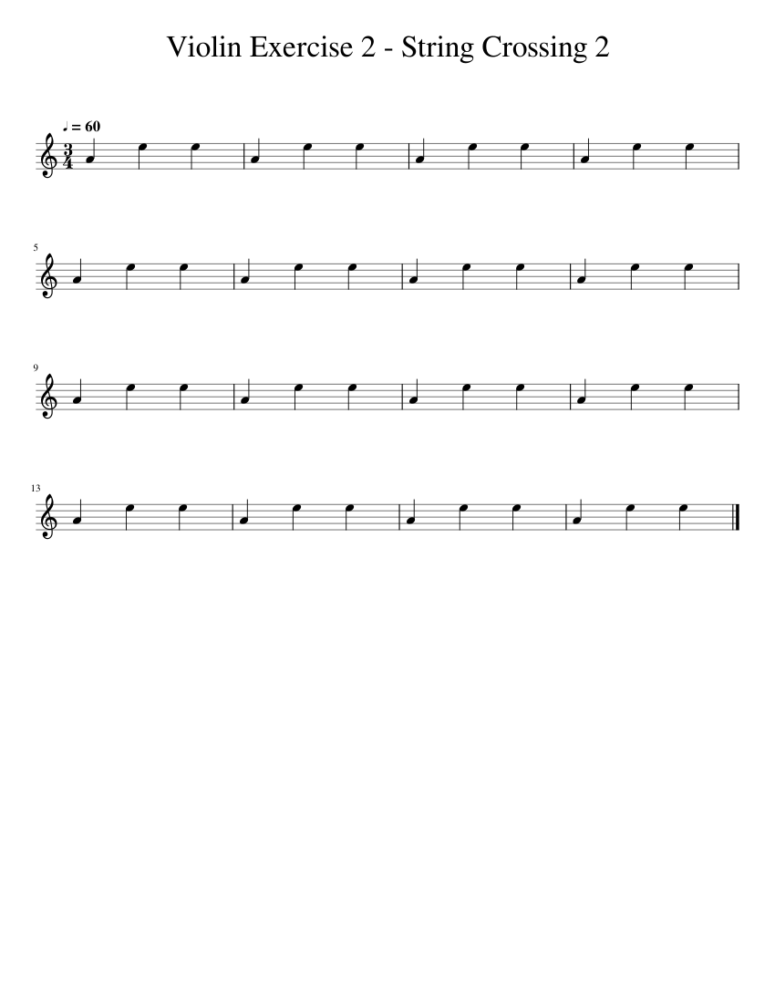 Violin Exercise 2 - String Crossing 2 Sheet music for Violin (Solo ...