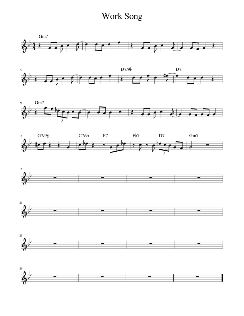 Work Song Sheet music for Piano (Solo) | Musescore.com