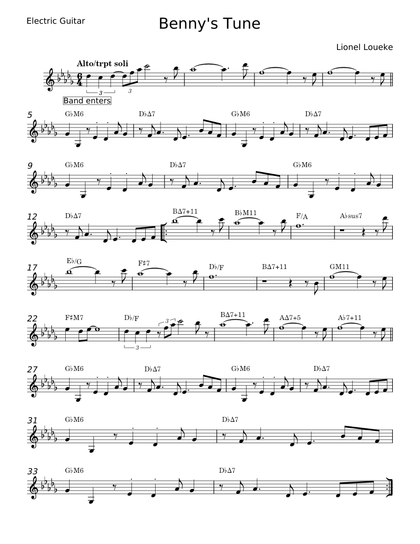Benny's Tune - Lionel Loueke Sheet music for Guitar (Solo) | Musescore.com