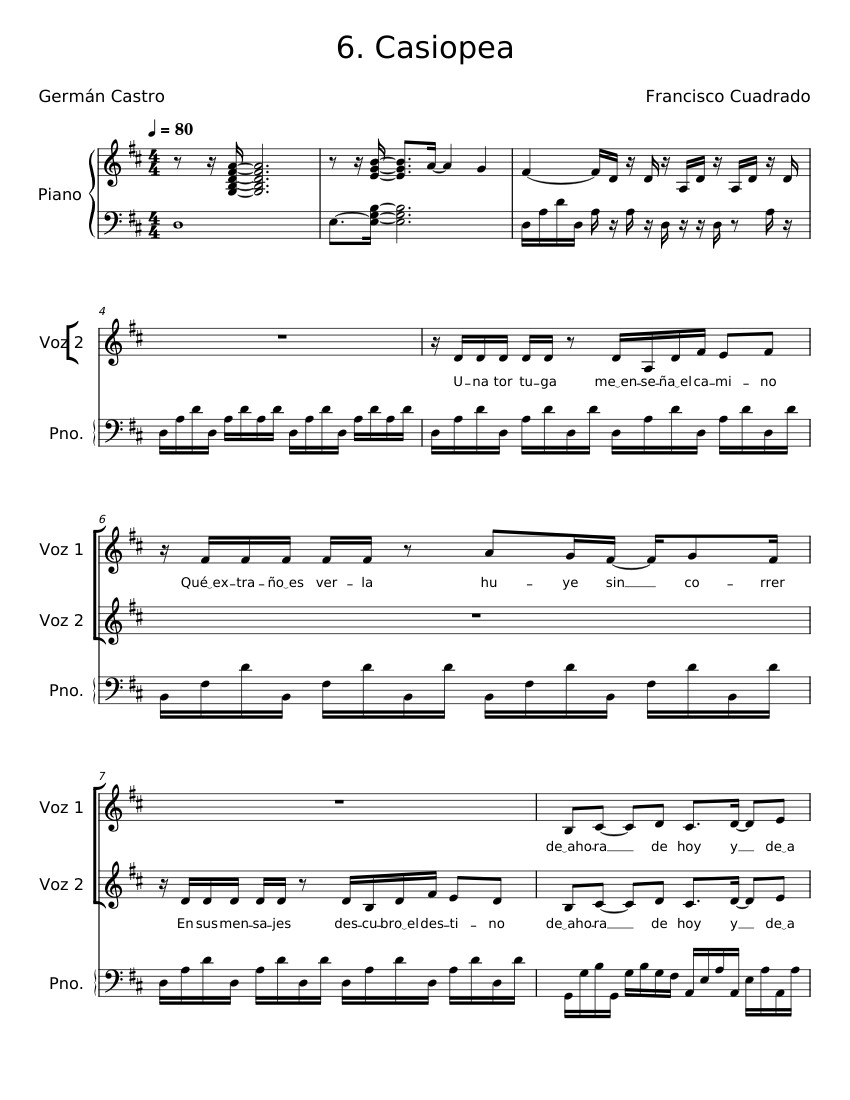 Casiopea - Francisco Cuadrado Sheet music for Piano, Vocals (Mixed Trio ...
